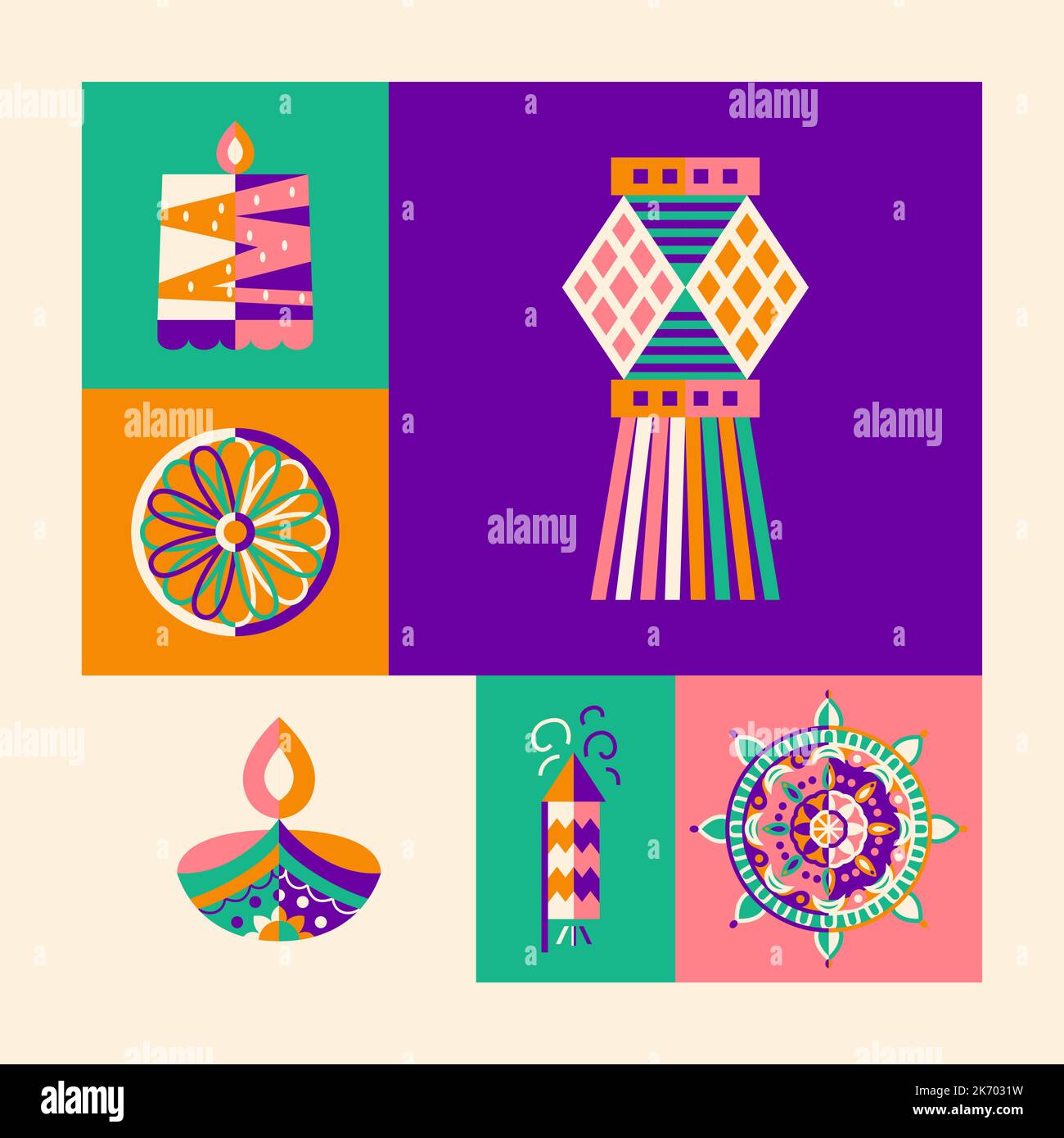Diwali Flat Color Symbols Stock Vector Image & Art - Alamy