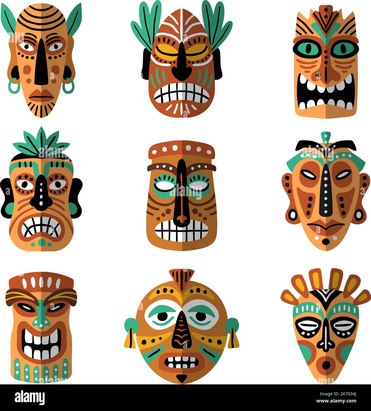 Mask totems. Hawaii authentic tribal masks mythological totems recent ...