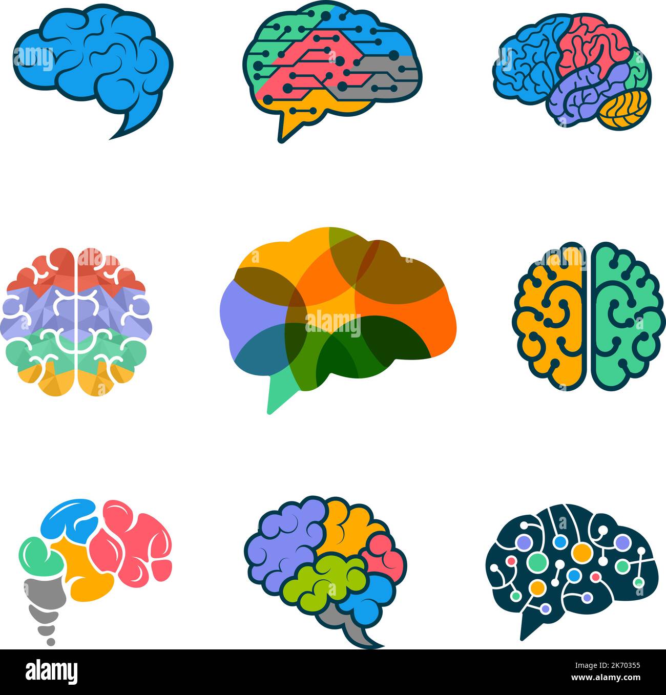 Intellectual brain signs. Mental game icons head nerve health and ...