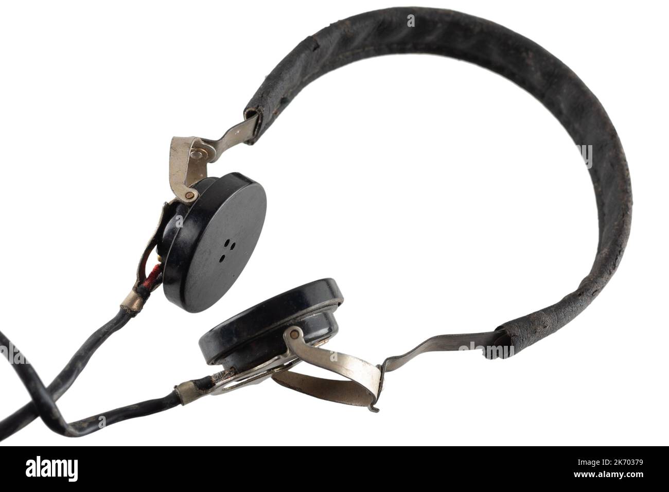 Old retro vintage headphones isolated on white background Stock Photo ...