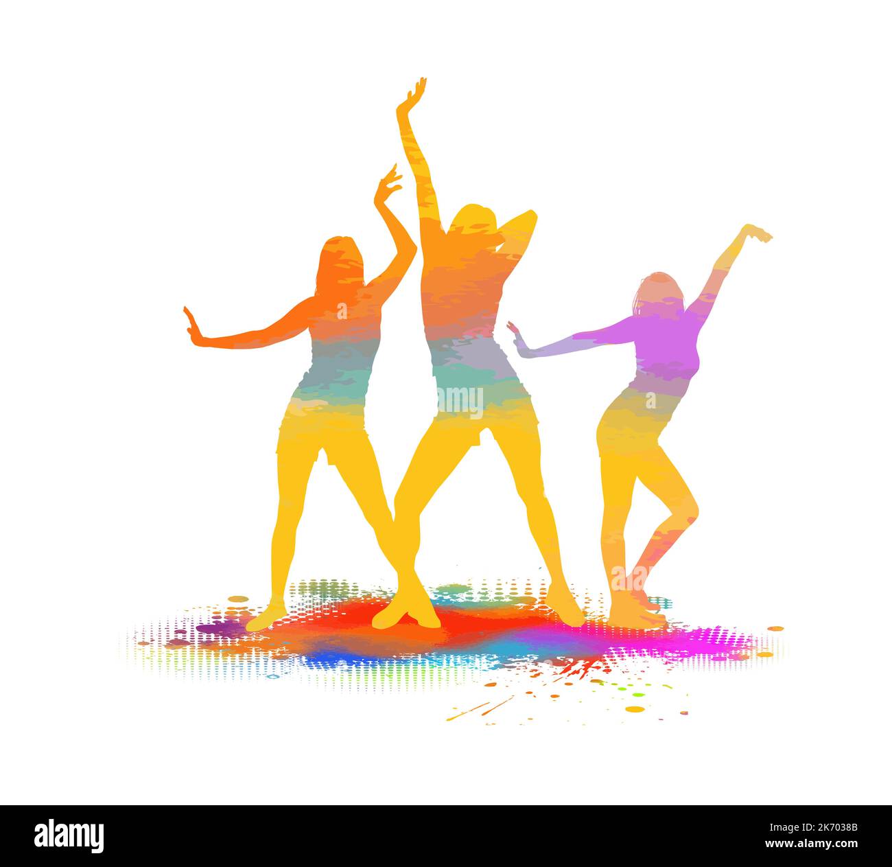 vector isolated colorful silhouette of a dancing girls Stock Vector ...