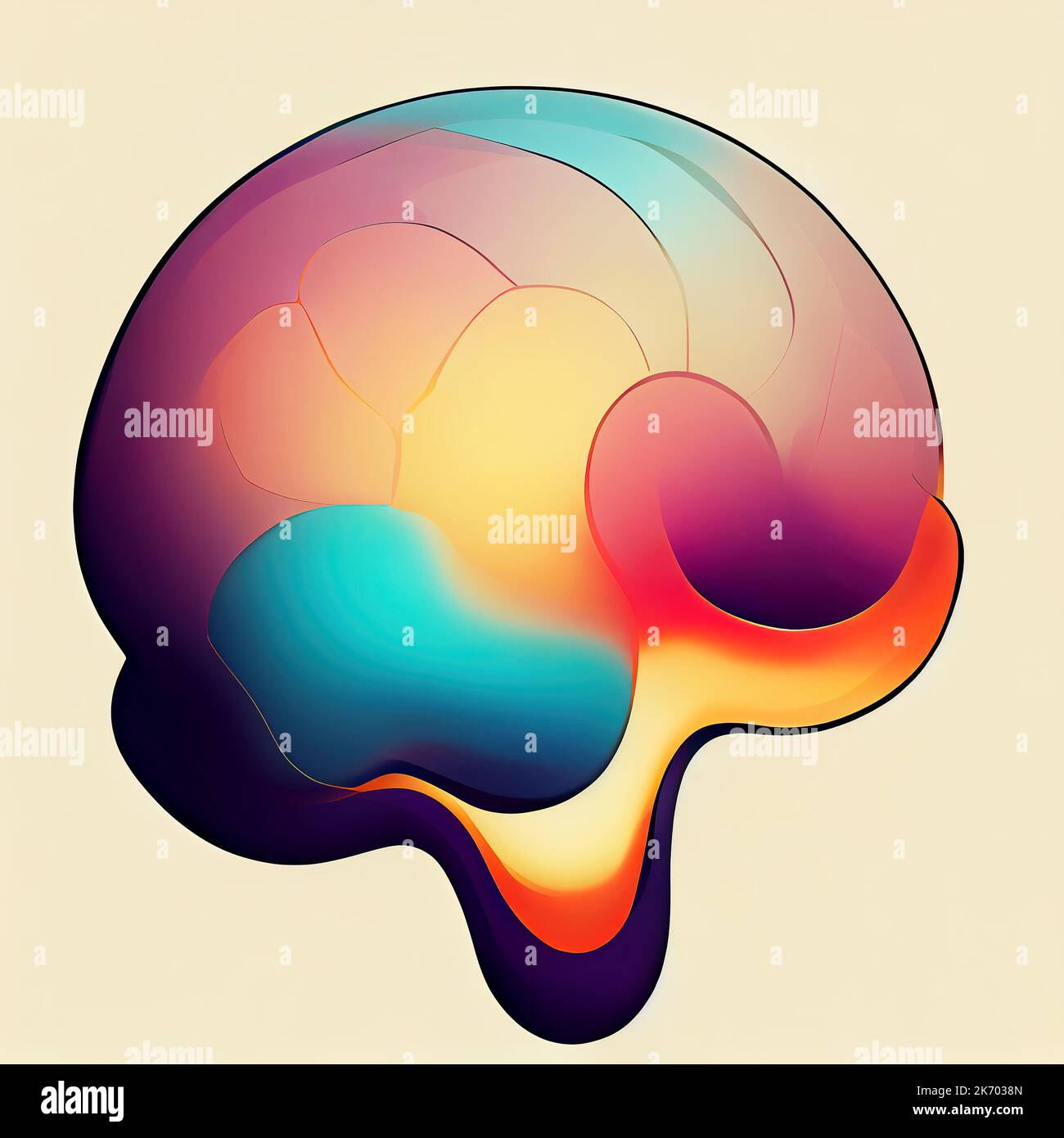 Human brain flat illustration. Scientific neuroscience. Digital ...