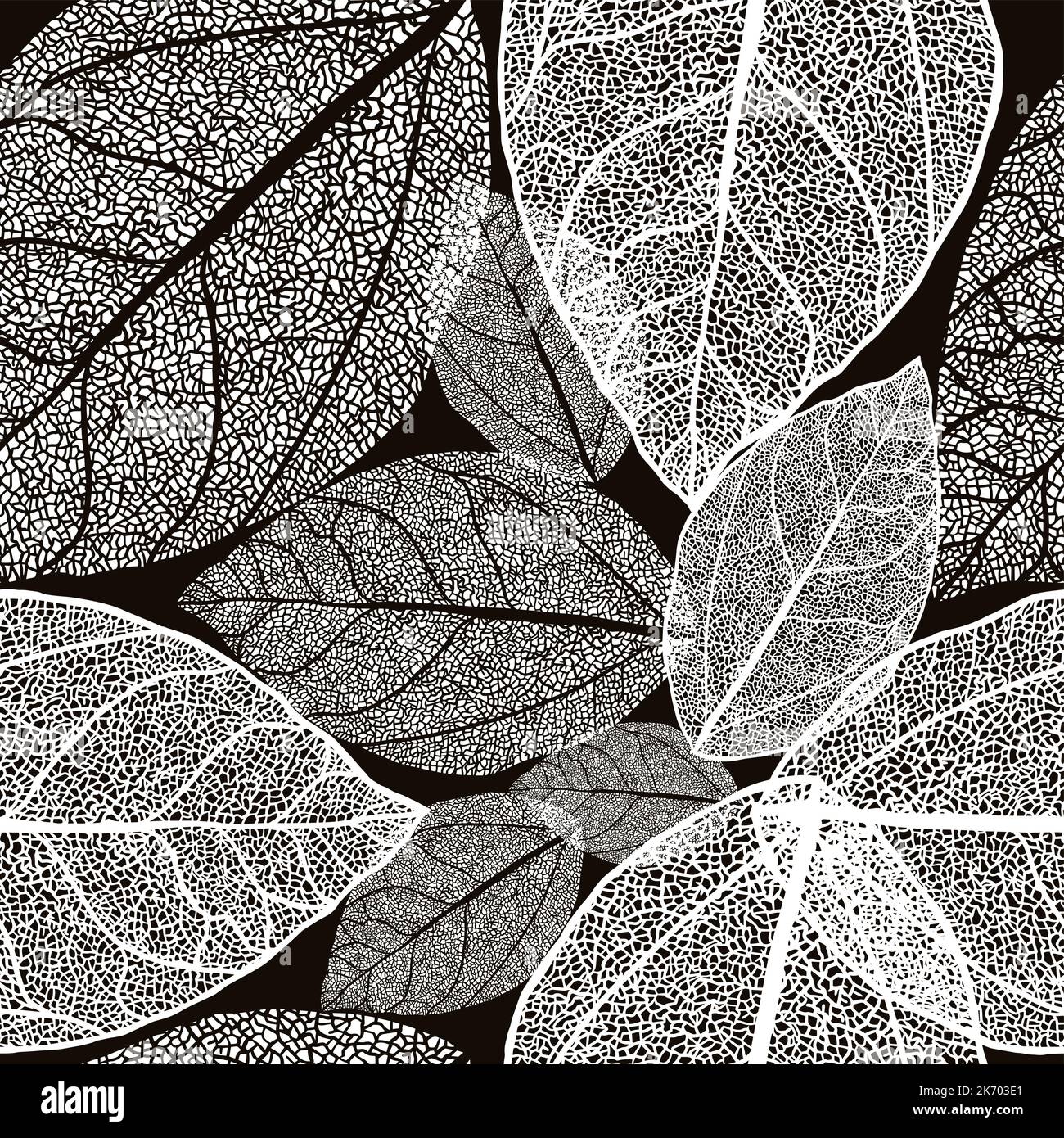 Gray branches of a tree. Seamless pattern white leaves skeletonized ...