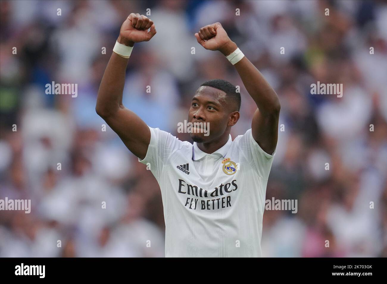 David Alaba of Real Madrid celebrates the victory at full time during ...