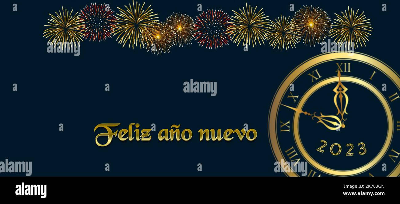 Happy new year 2023 greeting card with bokeh lights, fireworks and ...