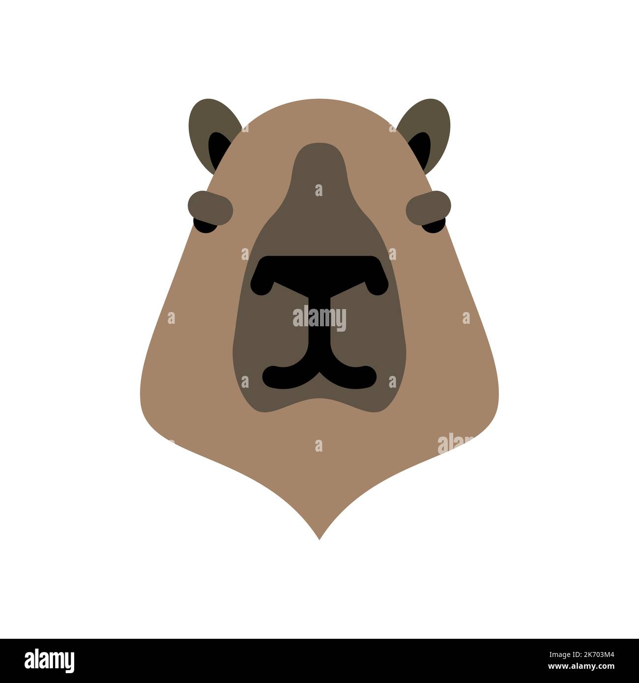 Capybara face isolated. Head guinea pig Vector illustration Stock ...