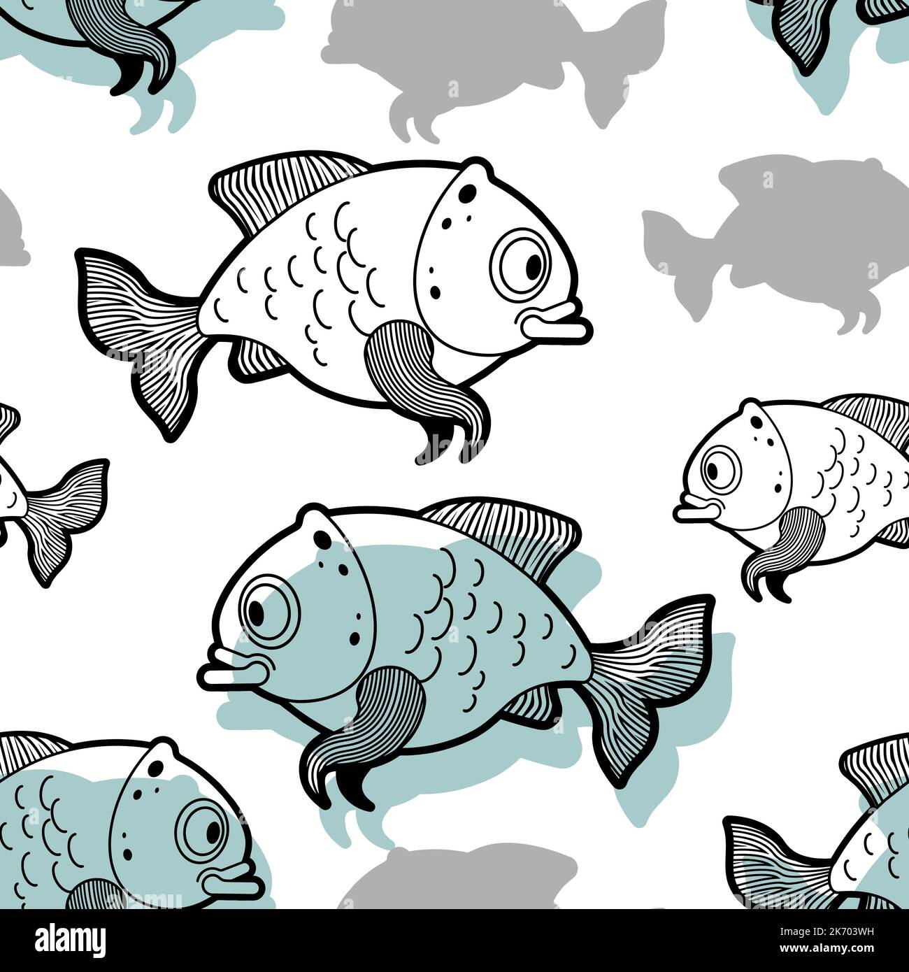 Fish Pattern seamless. Carp Background. Fishes Baby fabric texture ...