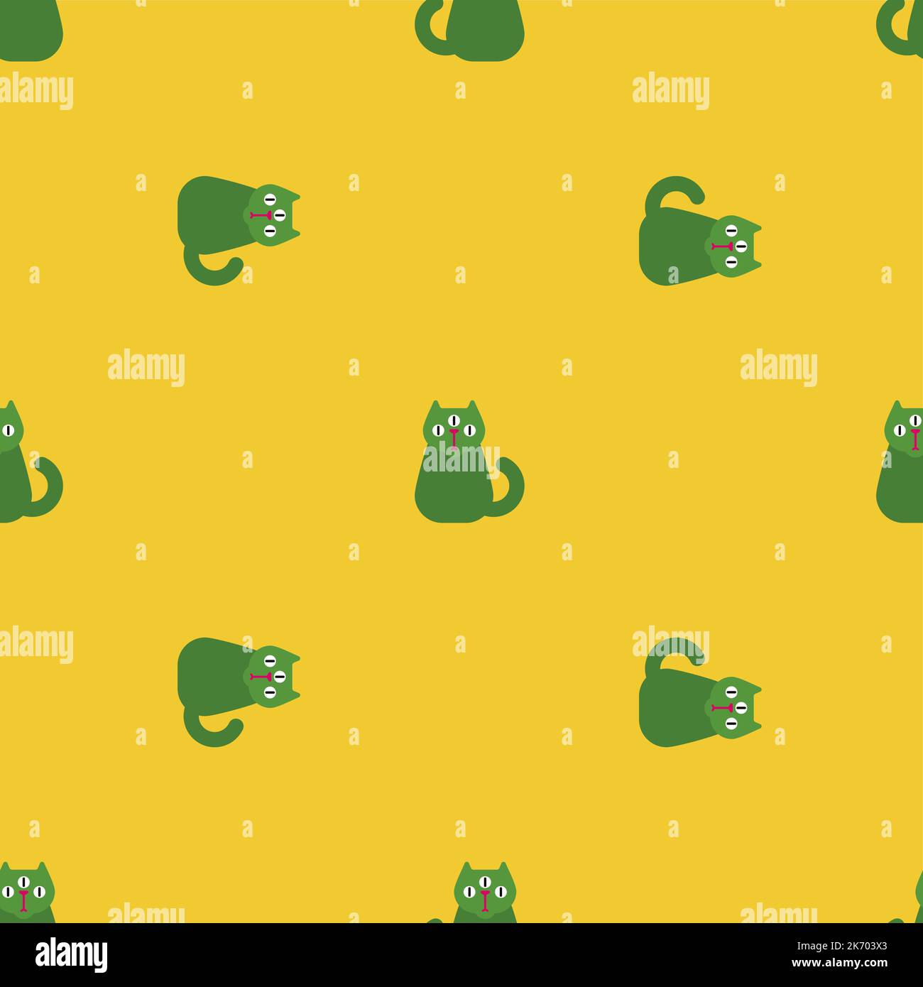 Alien cat Pattern seamless. Pet green monster Background. Baby fabric ...