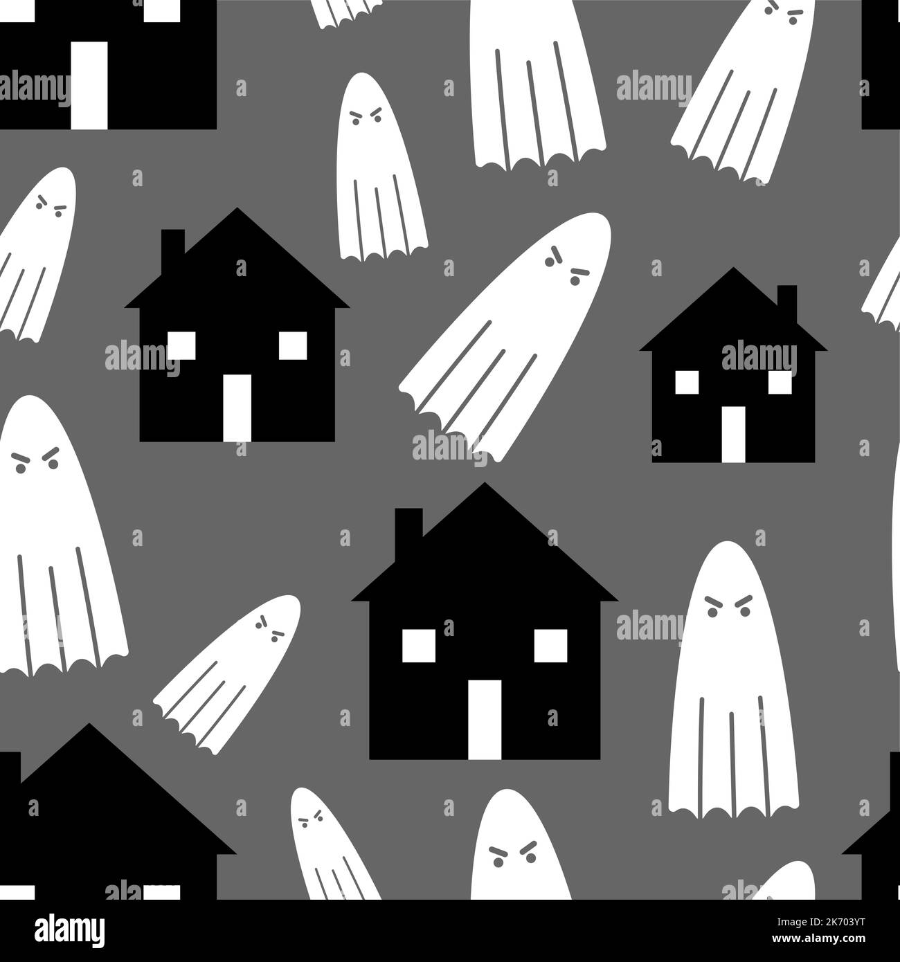 House with ghosts Pattern seamless. ghost in home Background. Halloween ...