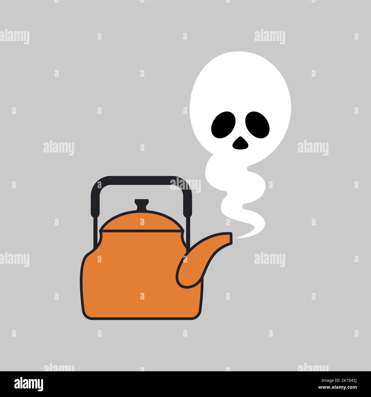 Teapot and ghost. Steam from kettle is like phantom. halloween ...