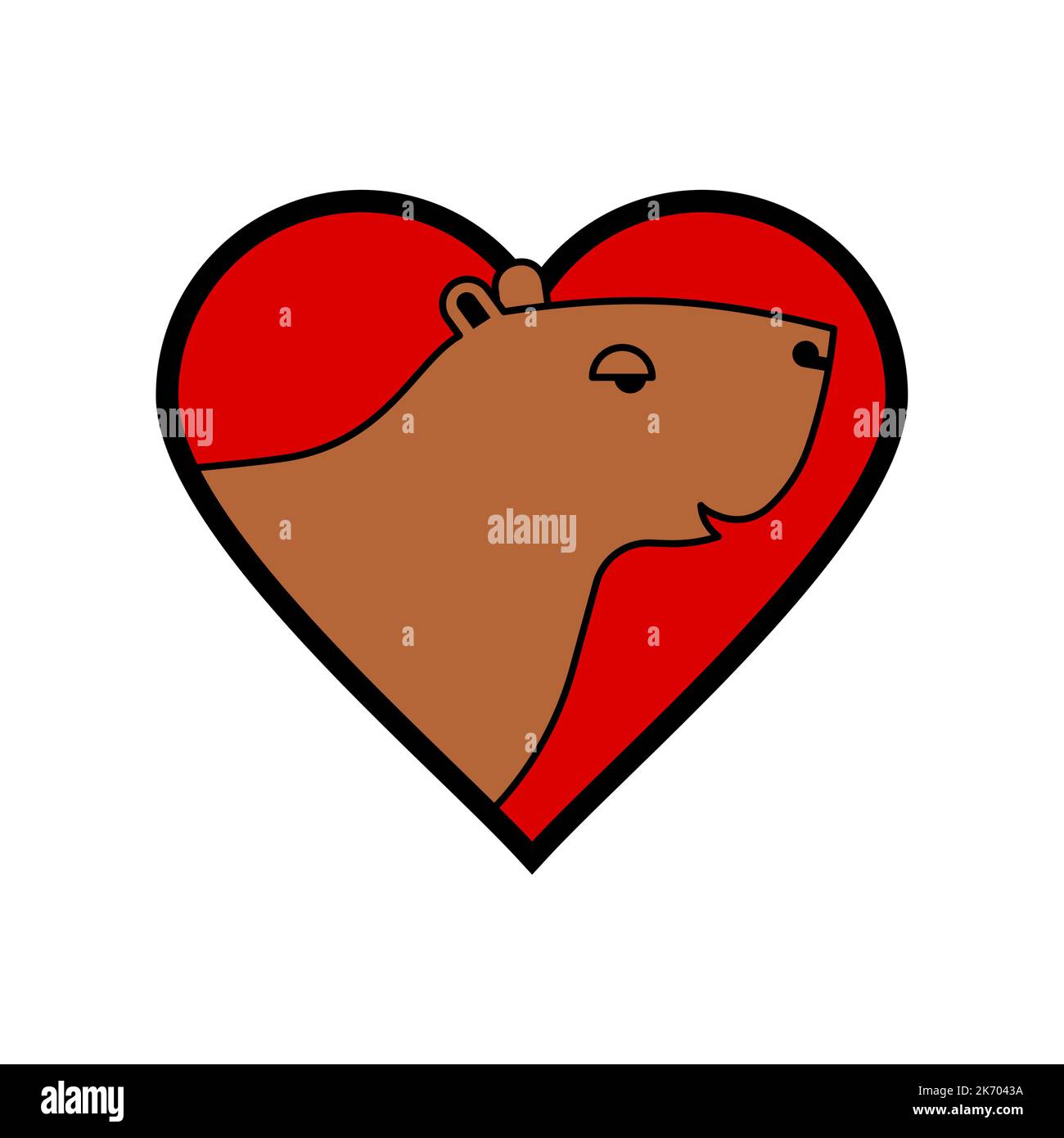 Capybara love. guinea pig and heart. Vector illustration Stock Vector ...