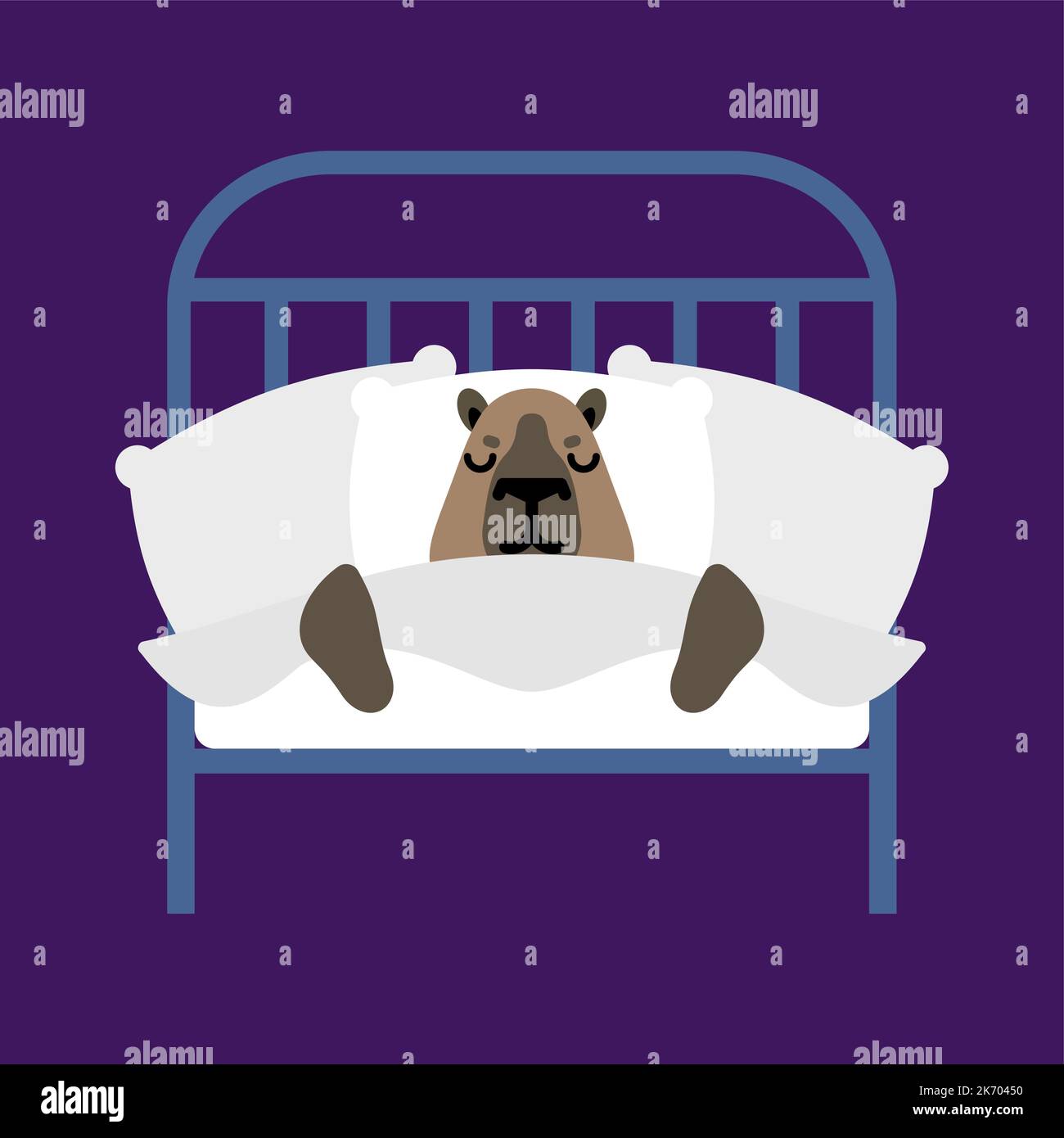 Capybara is sleeping. Guinea pig Sleeping in bed Stock Vector Image ...