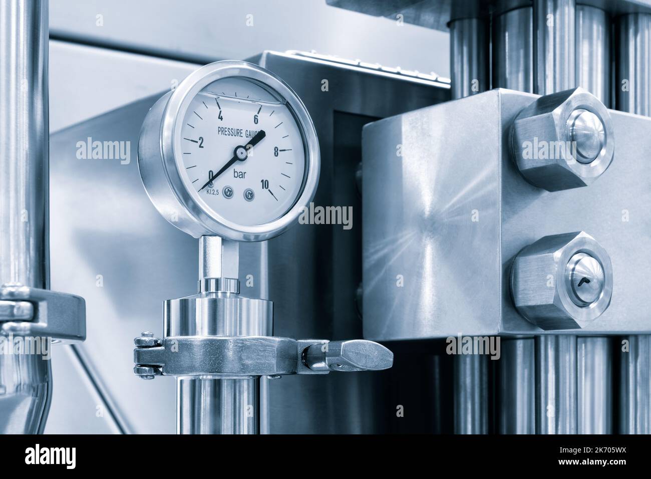 pressure meter. Industrial food concept. food equipment pressure gauges ...