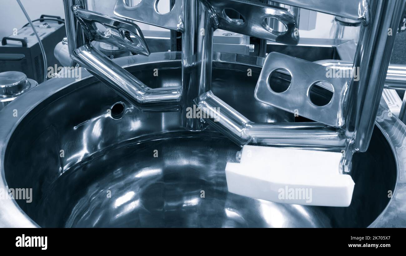 Industrial open mixer with knives in food industry close-up, food industry concept Stock Photo ...