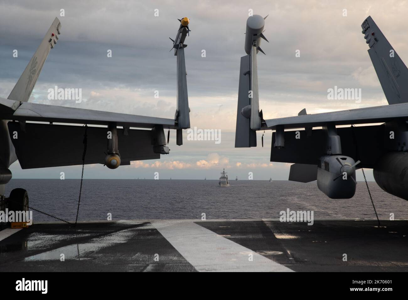 Ships assigned to the Gerald R. Ford Carrier Strike Group (GRFCSG) transit in formation during a ...