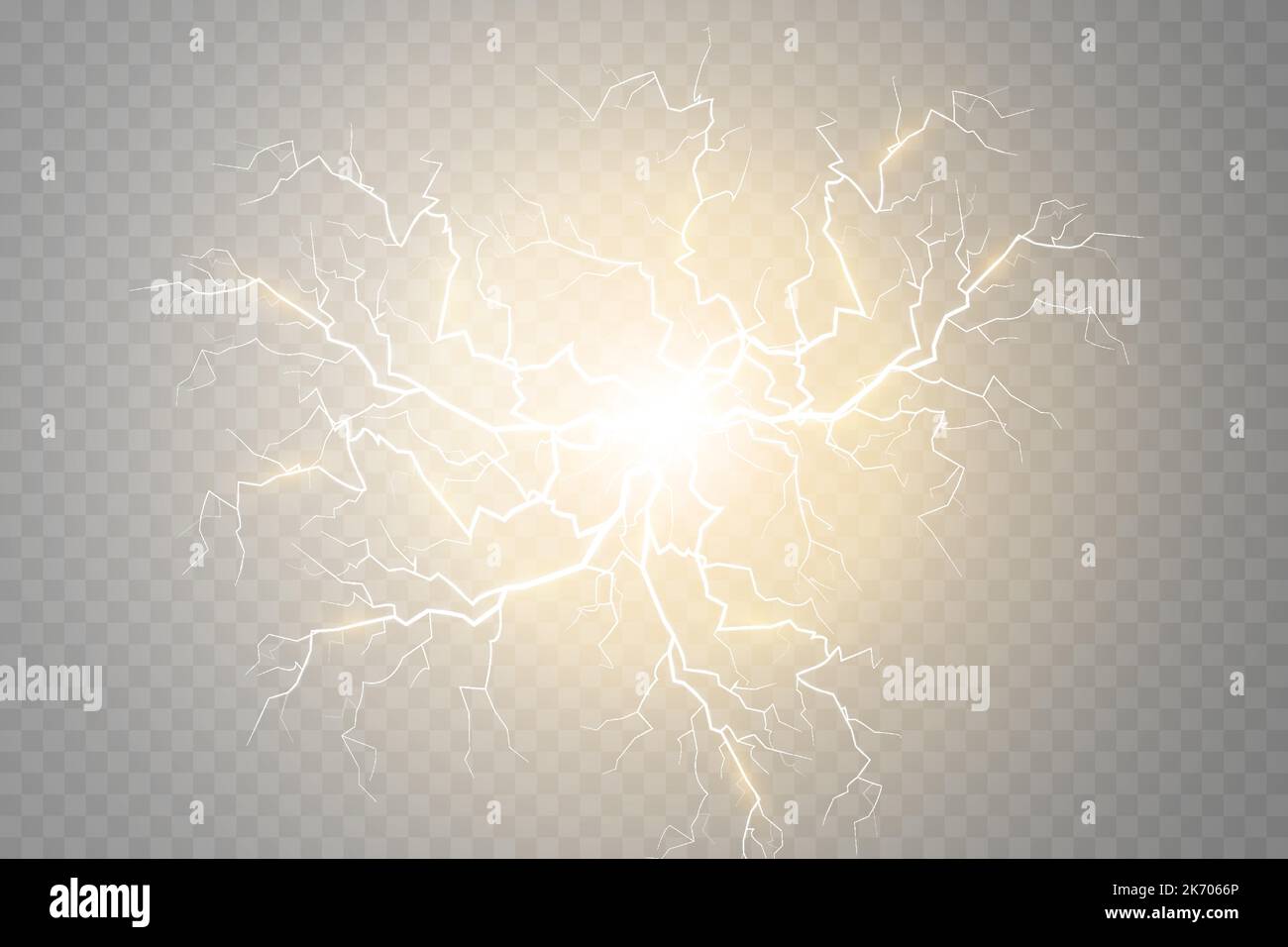 Magic white-gold lightning on a light transparent background. Bright ...