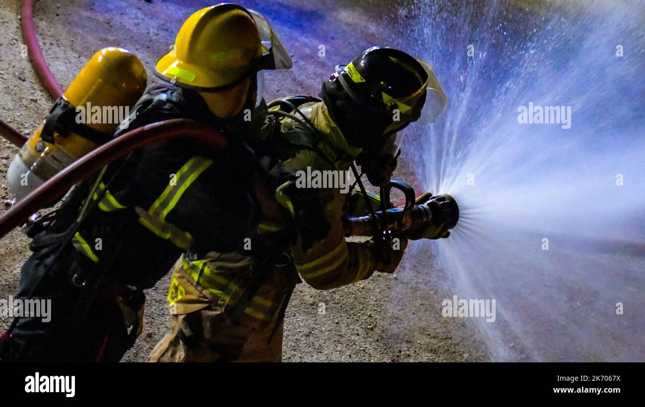 U.S. Air Force Senior Airman King Gentles, a firefighter with the 378th ...