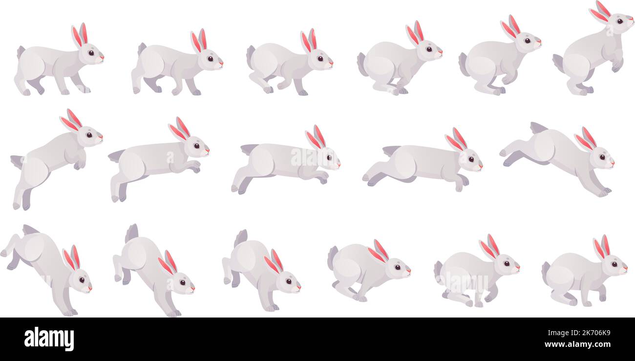 Rabbit animation. Bunny jump or animated running motion cycle for 2d ... Rabbit animation. Bunny jump or animated running motion cycle for 2d ...