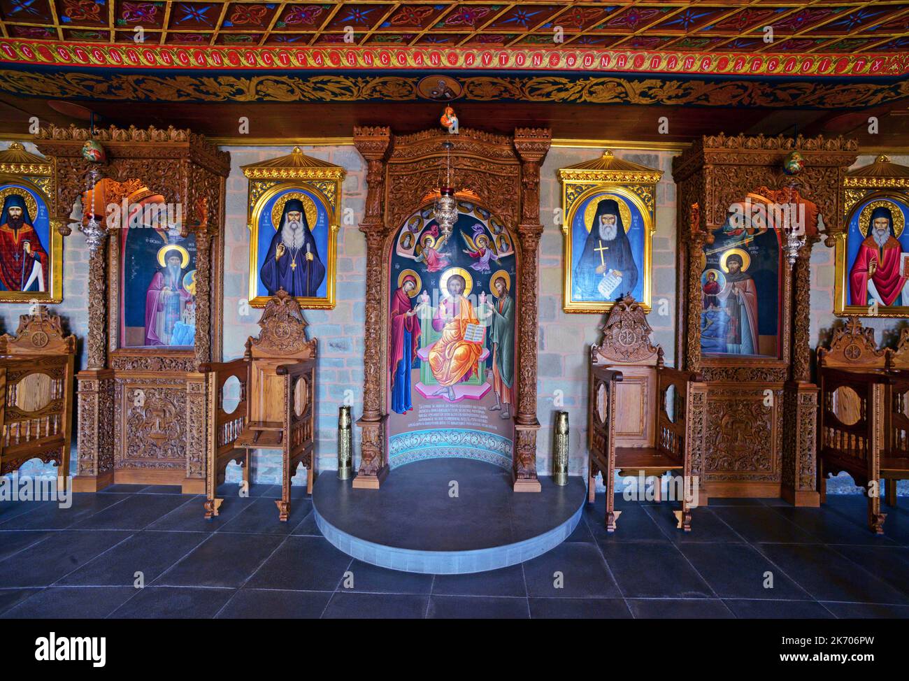 Greece, Thessaly, the Meteores, inside the monastery Varlaam. The ...