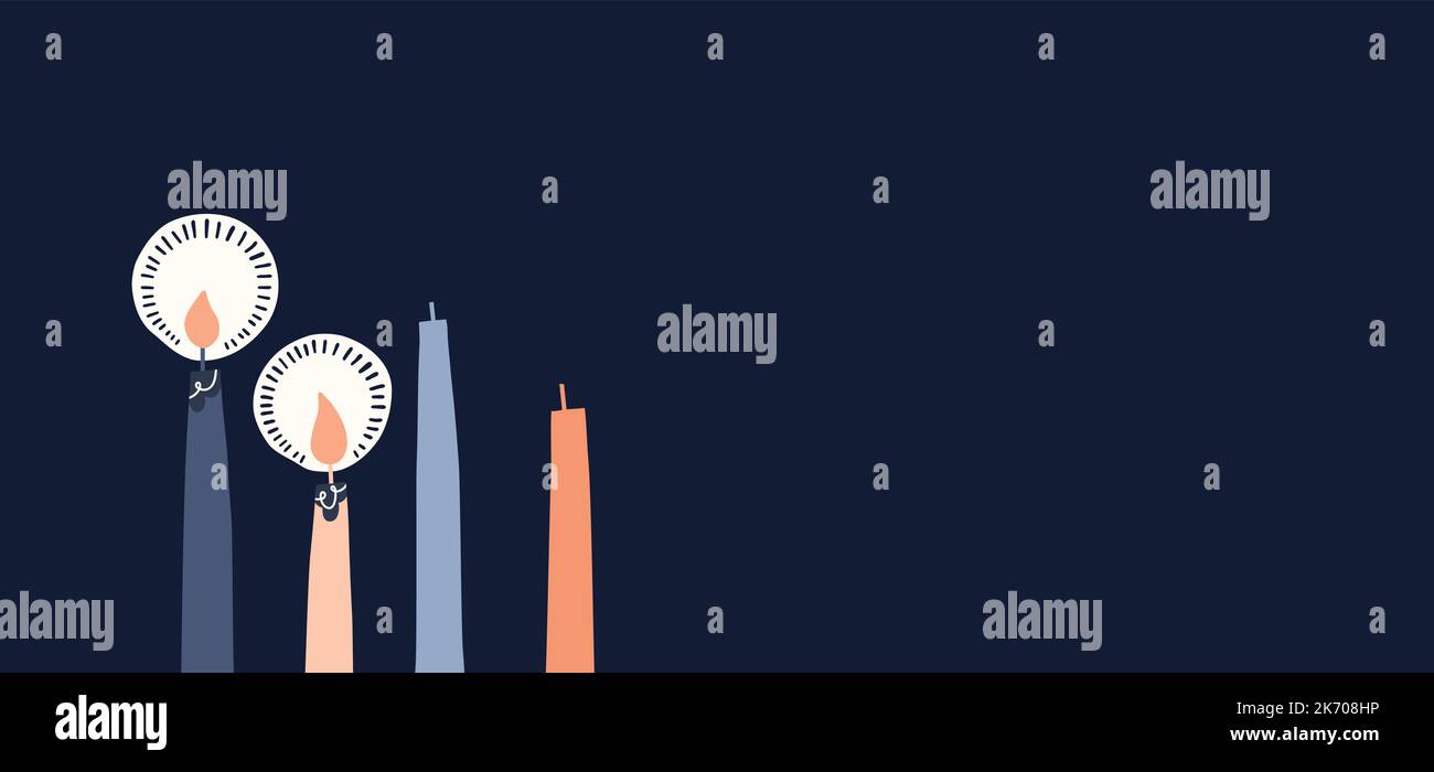 Two Candles Retro Scandinavian Flat Illustration with Copyspace ...