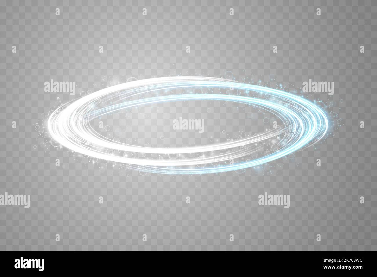 Abstract light lines of movement and speed with sparkles in blue and white. Light everyday ...