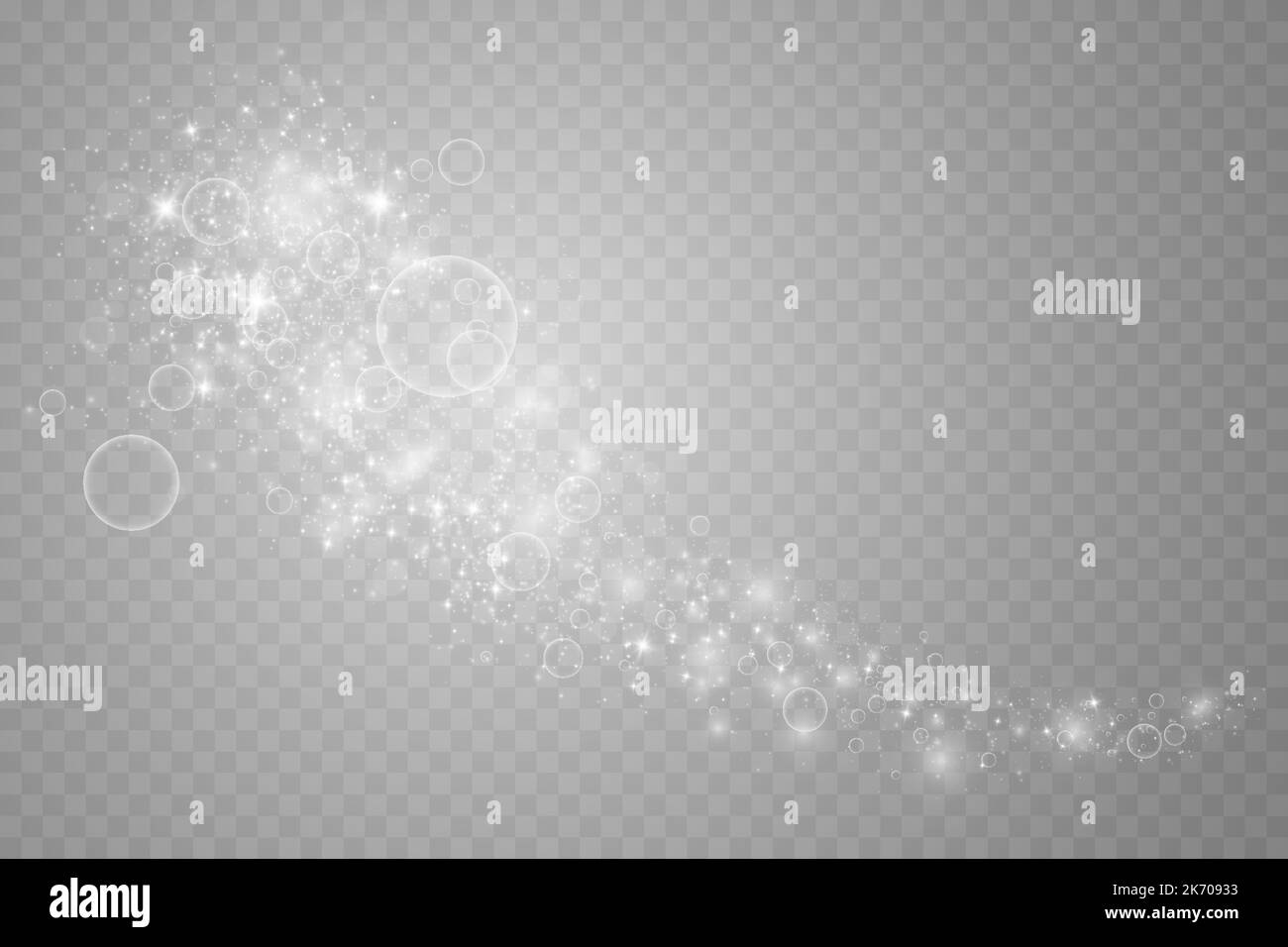 Set of white glowing lights effects isolated on transparent background. Christmas lights. Solar ...