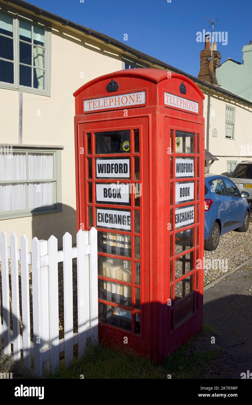 Book Exchange Red Phone Box Widford Village Hertfordshire Stock Photo ...