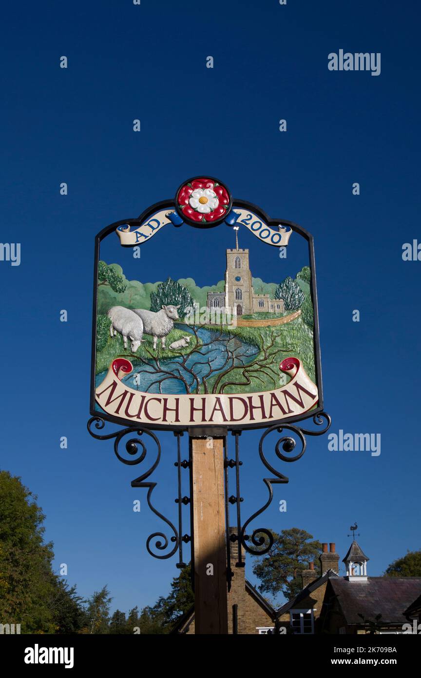 Village Sign Much Hadham Hertfordshire Stock Photo - Alamy