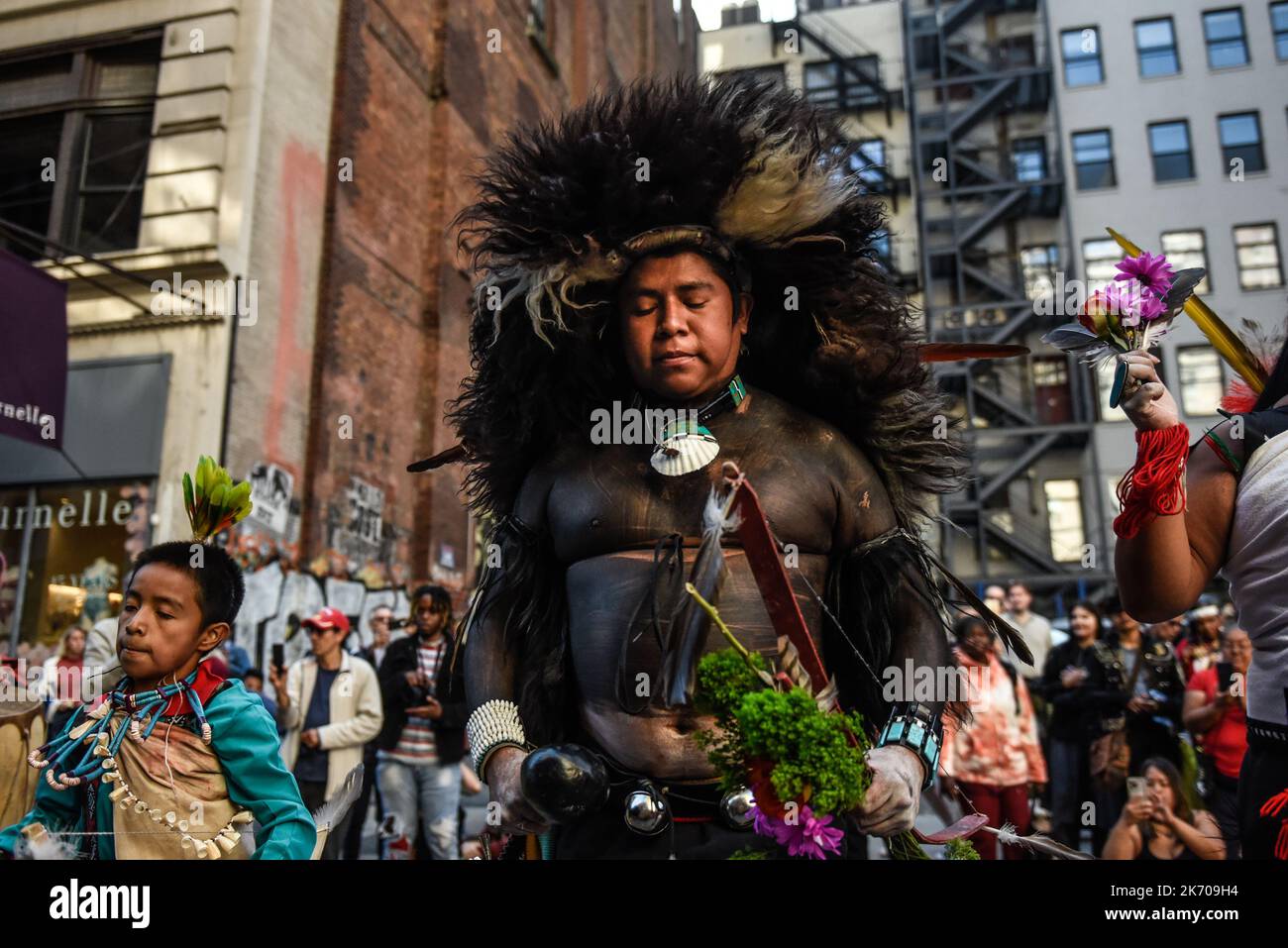 New York, New York, USA. 15th Oct, 2022. Native peoples participate in ...
