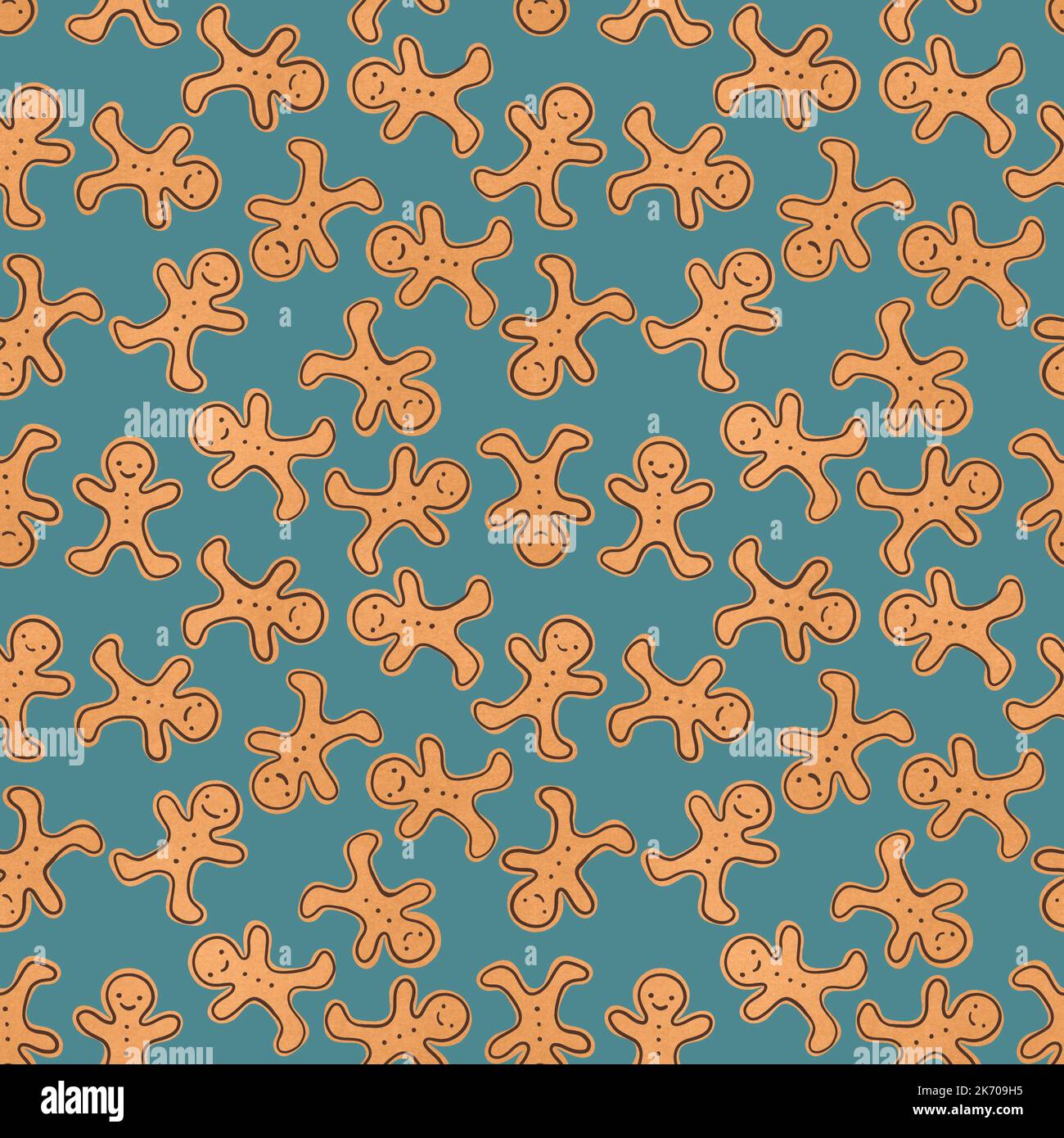 Winter gingerbread man cookies seamless Christmas pattern for wrapping ...