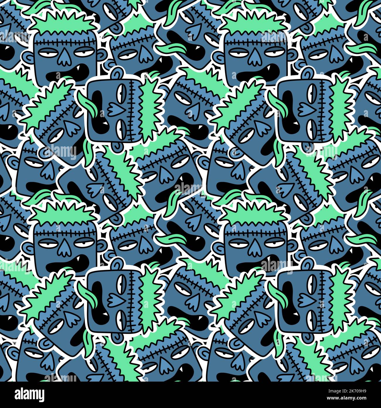 Cartoon Halloween zombies seamless pattern for wrapping paper and kids ...