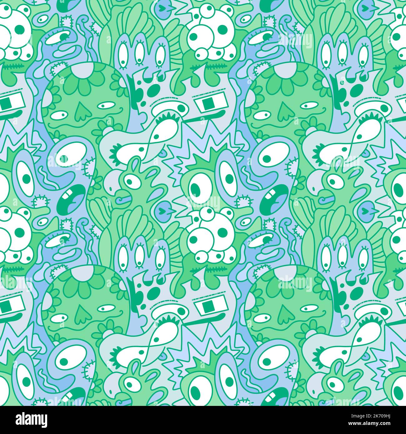 Cartoon seamless monster alien pattern for kids clothes print and ...