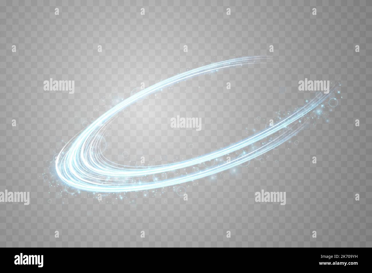 Abstract light lines of movement and speed with blue color sparkles. Light everyday glowing ...