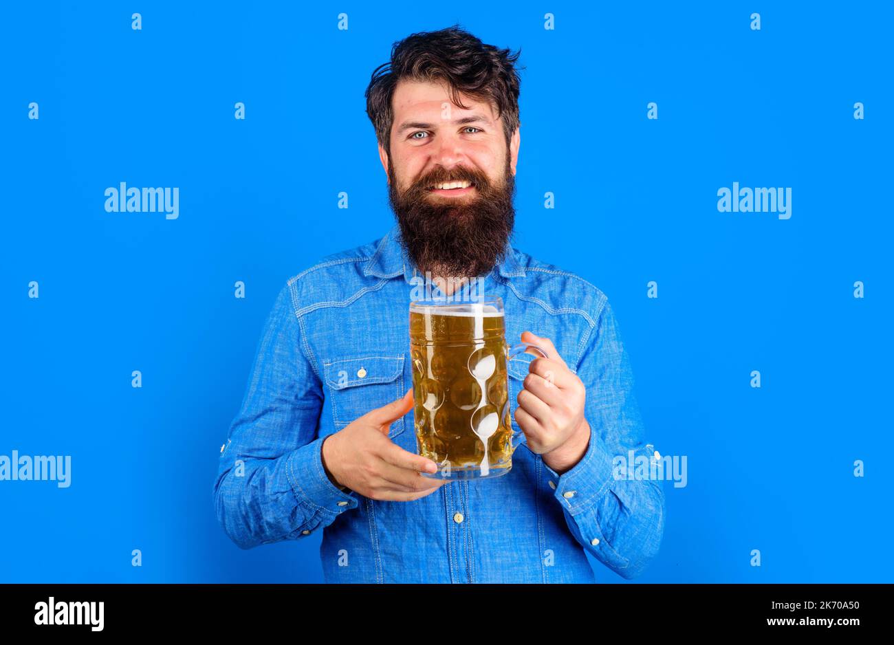 Germany traditions. Bearded man with cup of beer. Alcohol. Oktoberfest ...