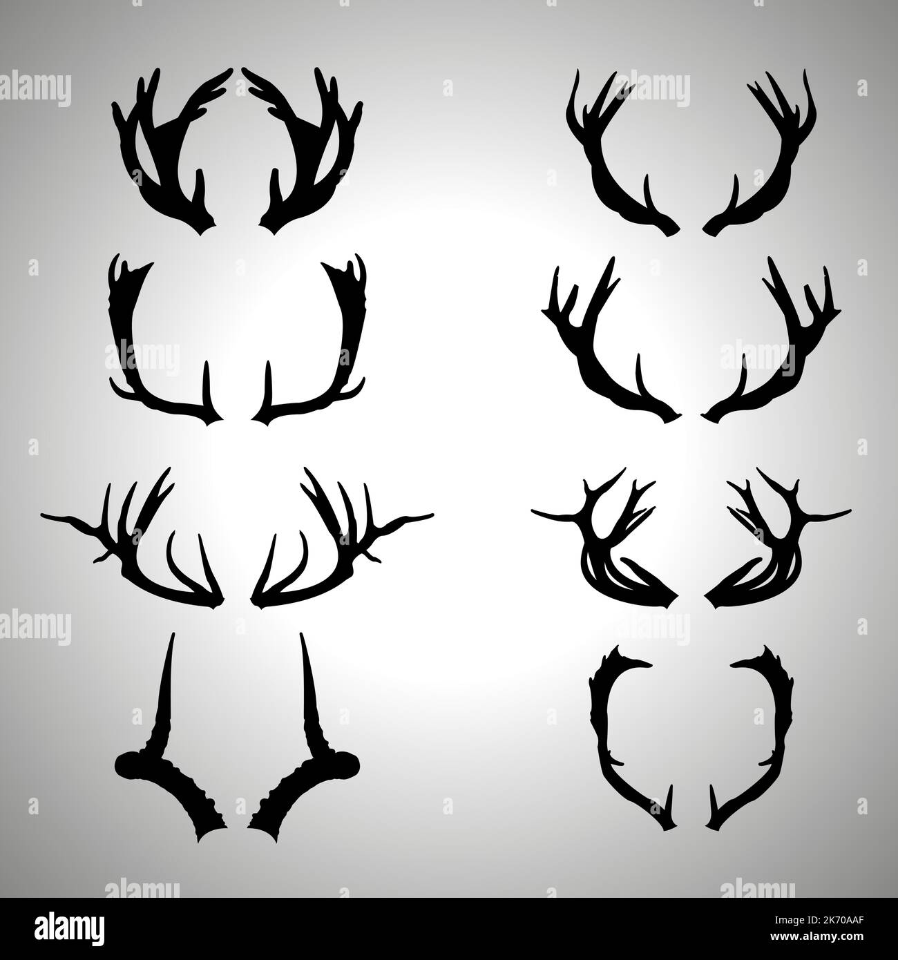 Set of antlers deer and reindeer horns vector image Stock Vector Image ...