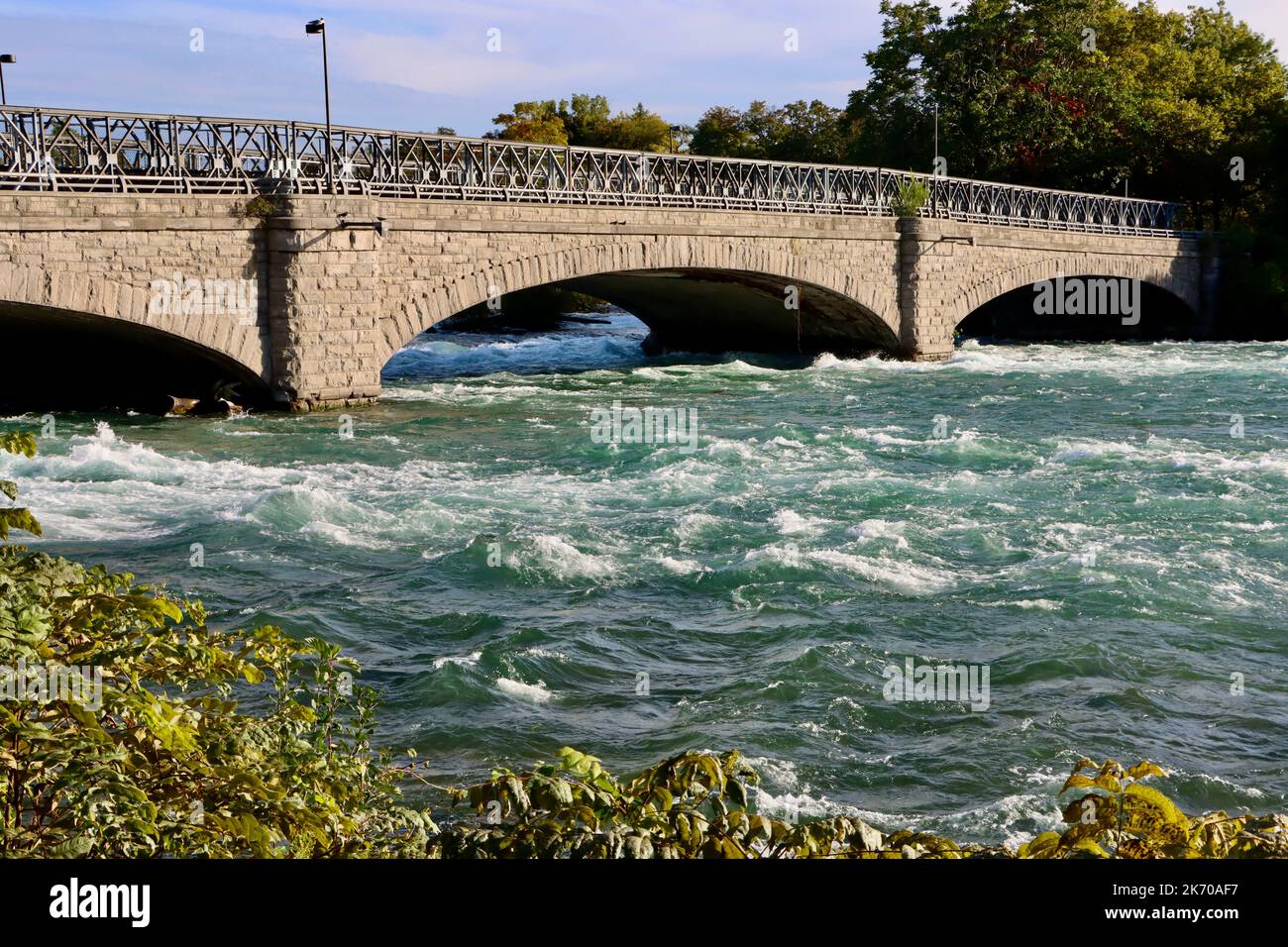 The river rapids above the American Falls at Niagara Falls and the ...