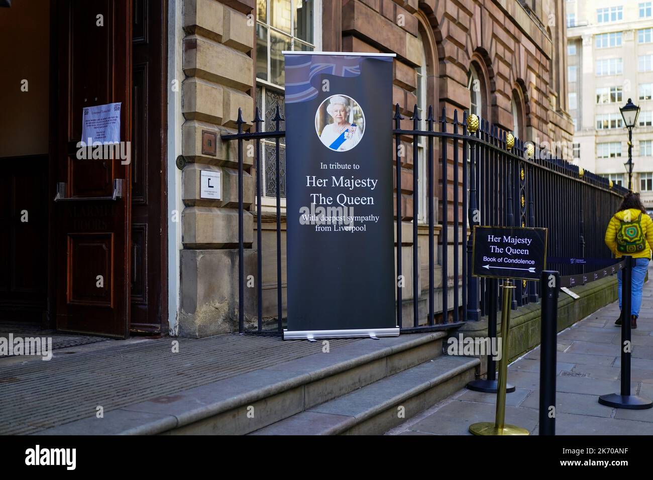 Sign depicting book of condolence for HRH Queen Elizabeths death at ...