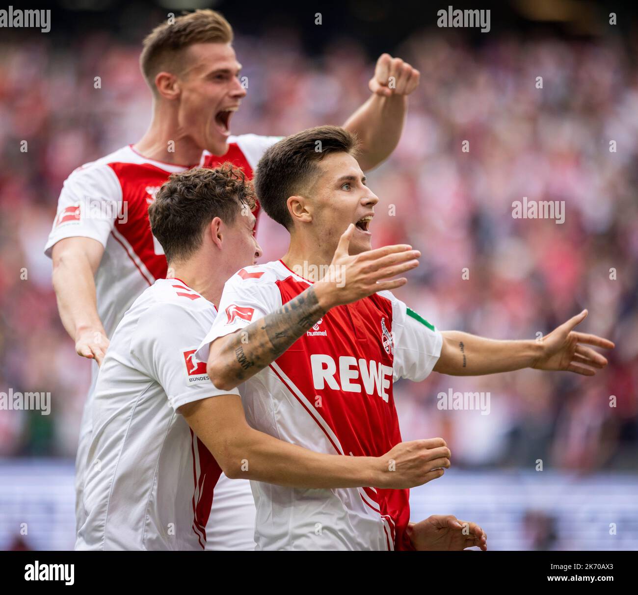 Köln, 16.10.2022 Torjubel: Denis Huseinbasic (Köln), Eric Martel (Köln), Steffen Tigges (Köln) 1 ...