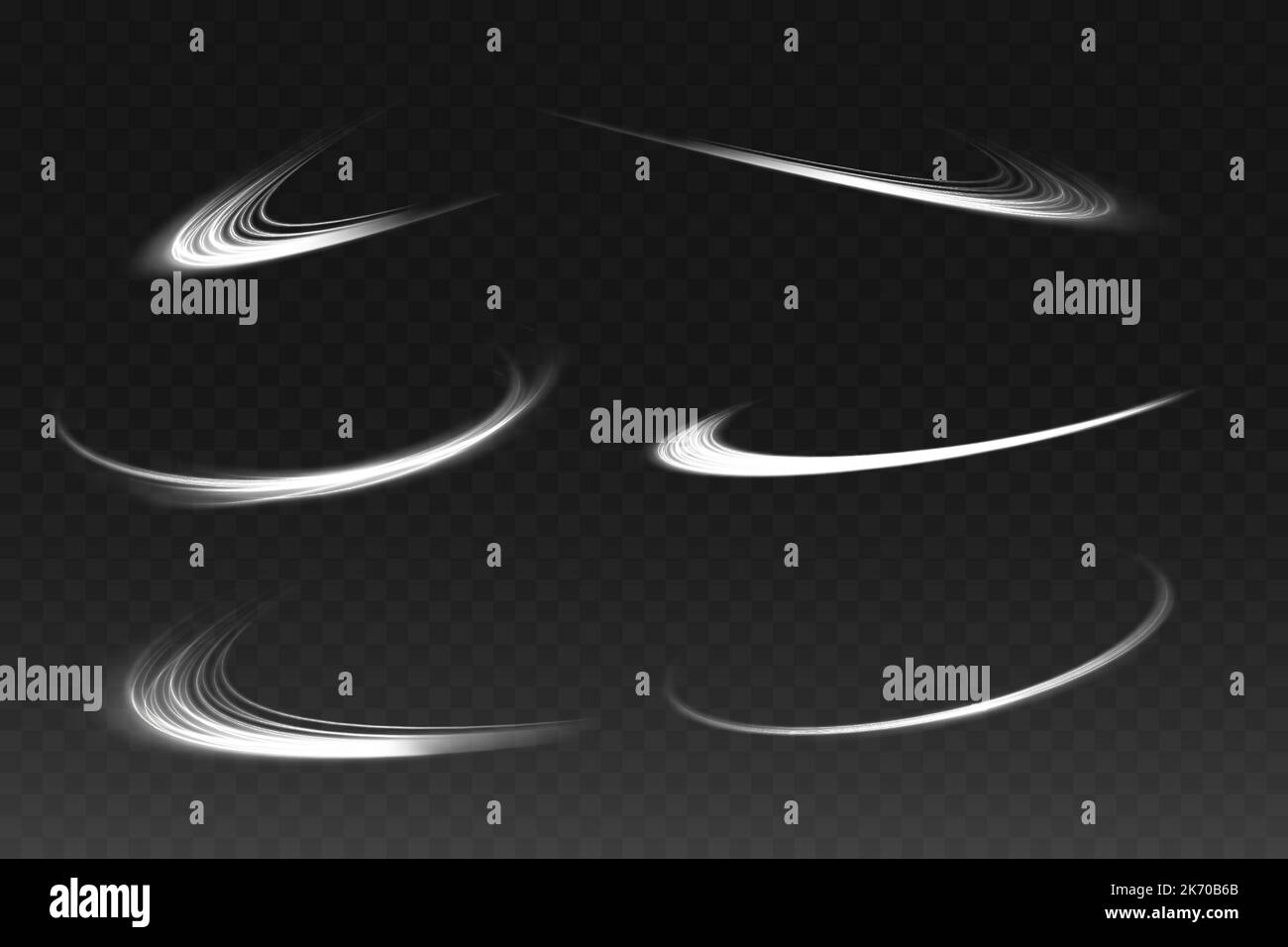 Set of Abstract light lines of movement and speed with white color ...