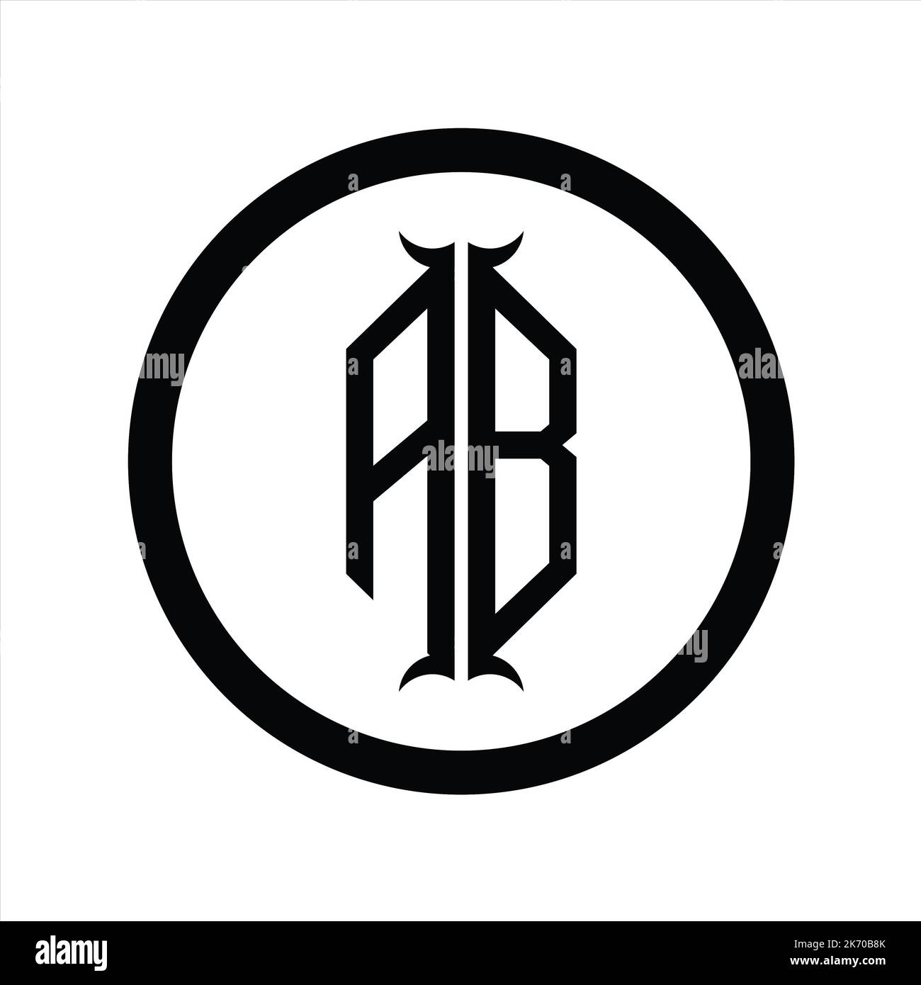 BA Logo monogram letter with hexagon horn shape design template Stock ...