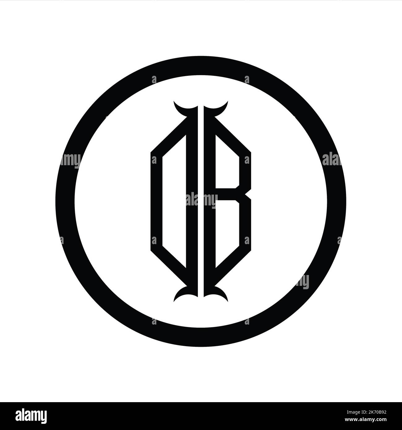 BD Logo monogram letter with hexagon horn shape design template Stock ...