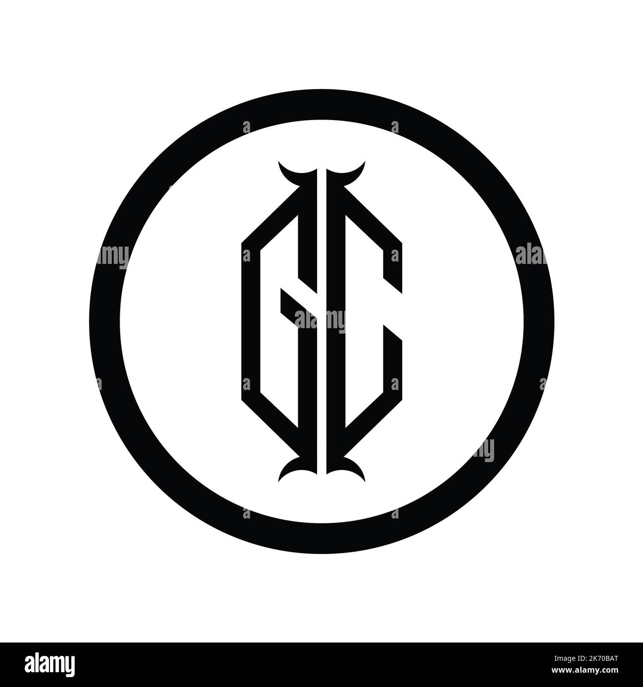 CG Logo monogram letter with hexagon horn shape design template Stock ...