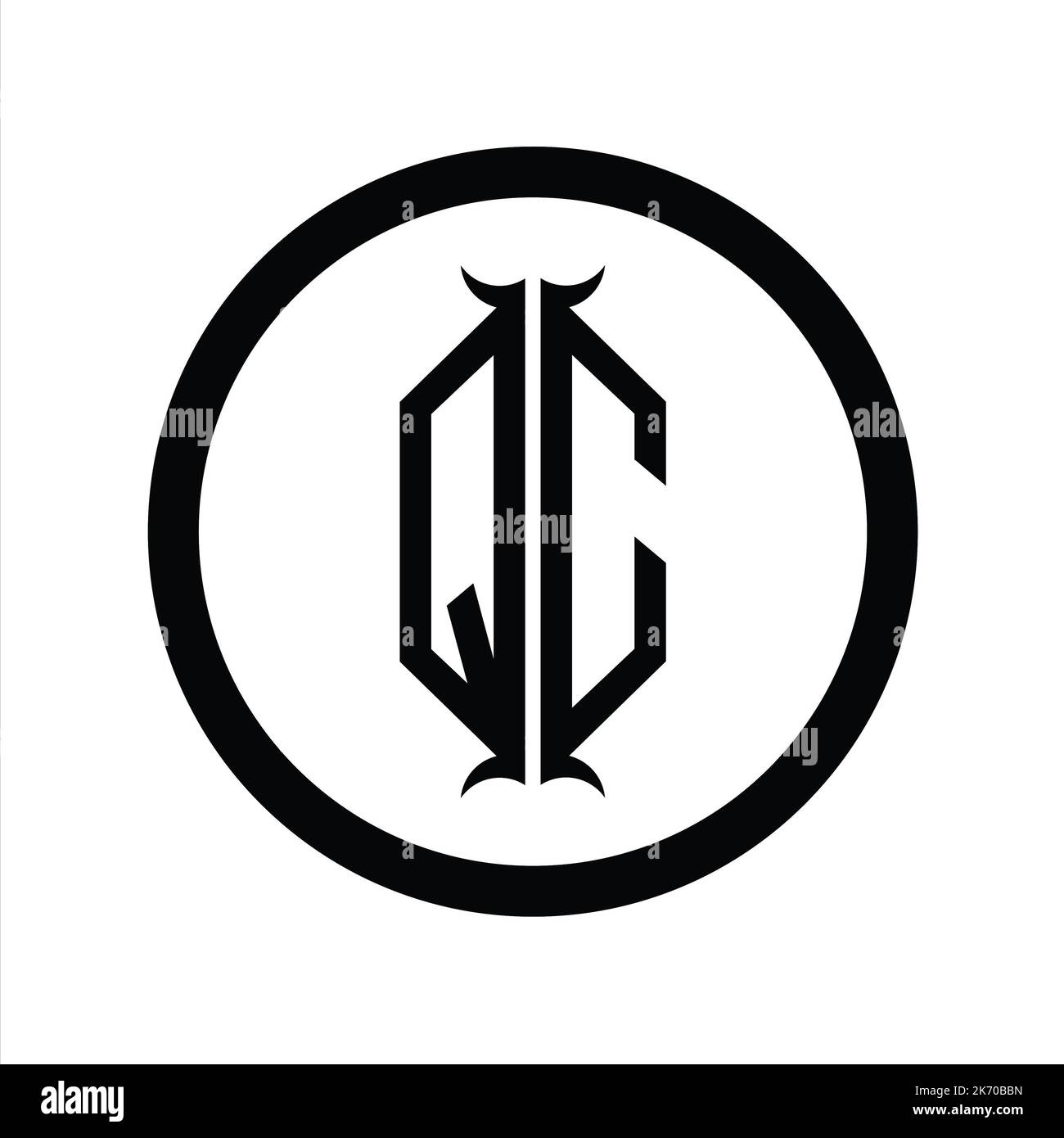 CQ Logo monogram letter with hexagon horn shape design template Stock ...