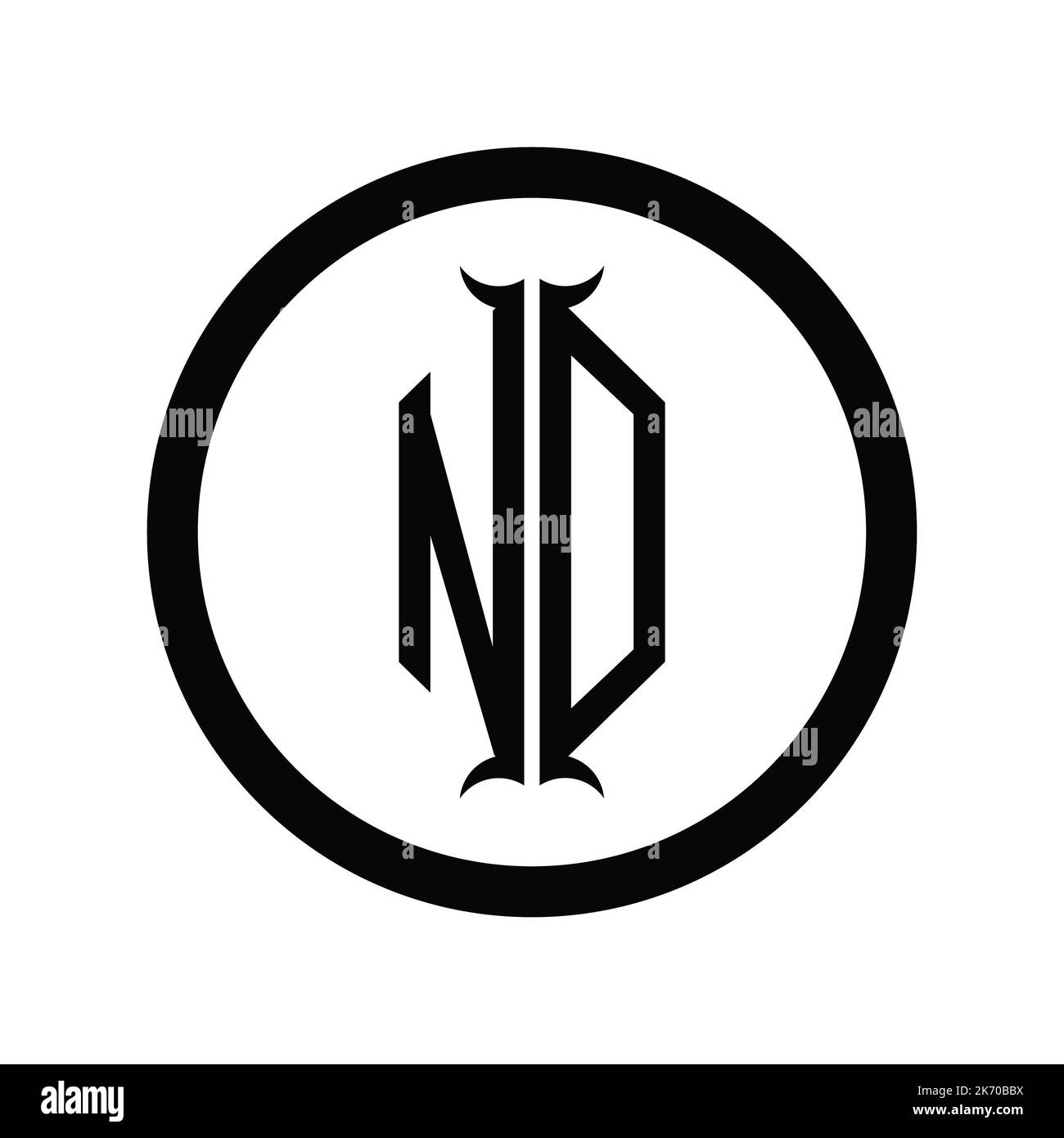 DN Logo monogram letter with hexagon horn shape design template Stock ...