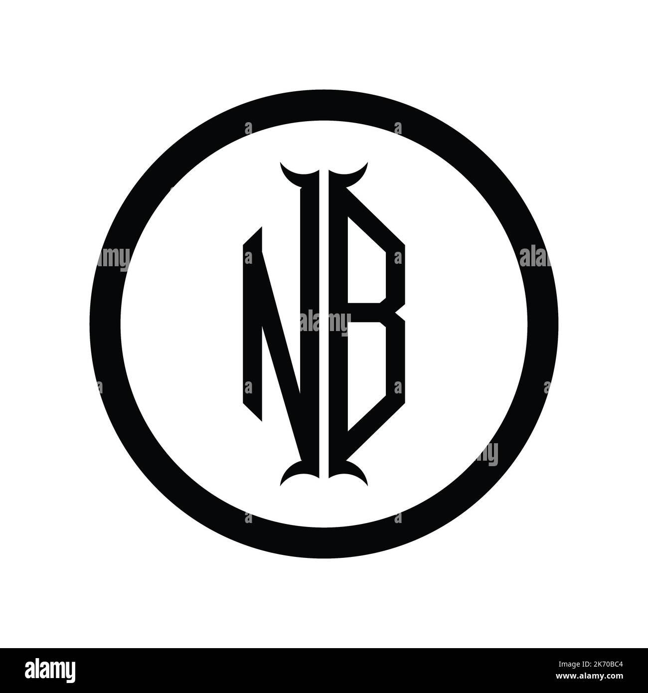 BN Logo monogram letter with hexagon horn shape design template Stock ...