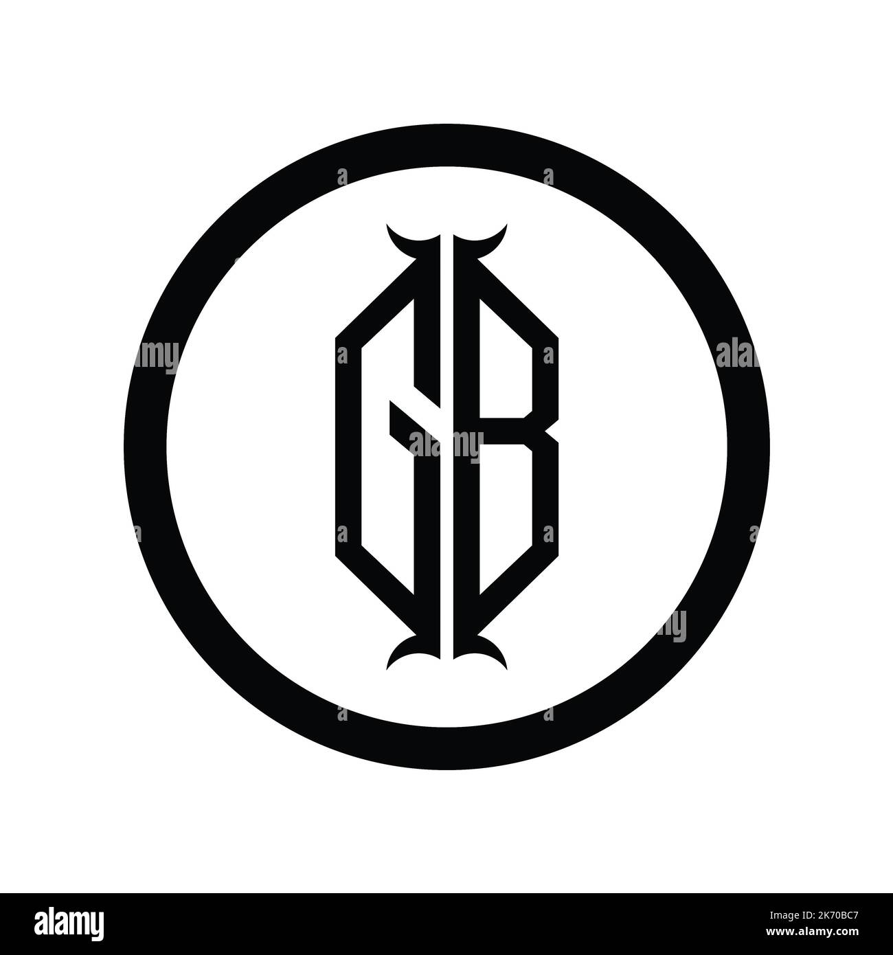 BG Logo monogram letter with hexagon horn shape design template Stock ...