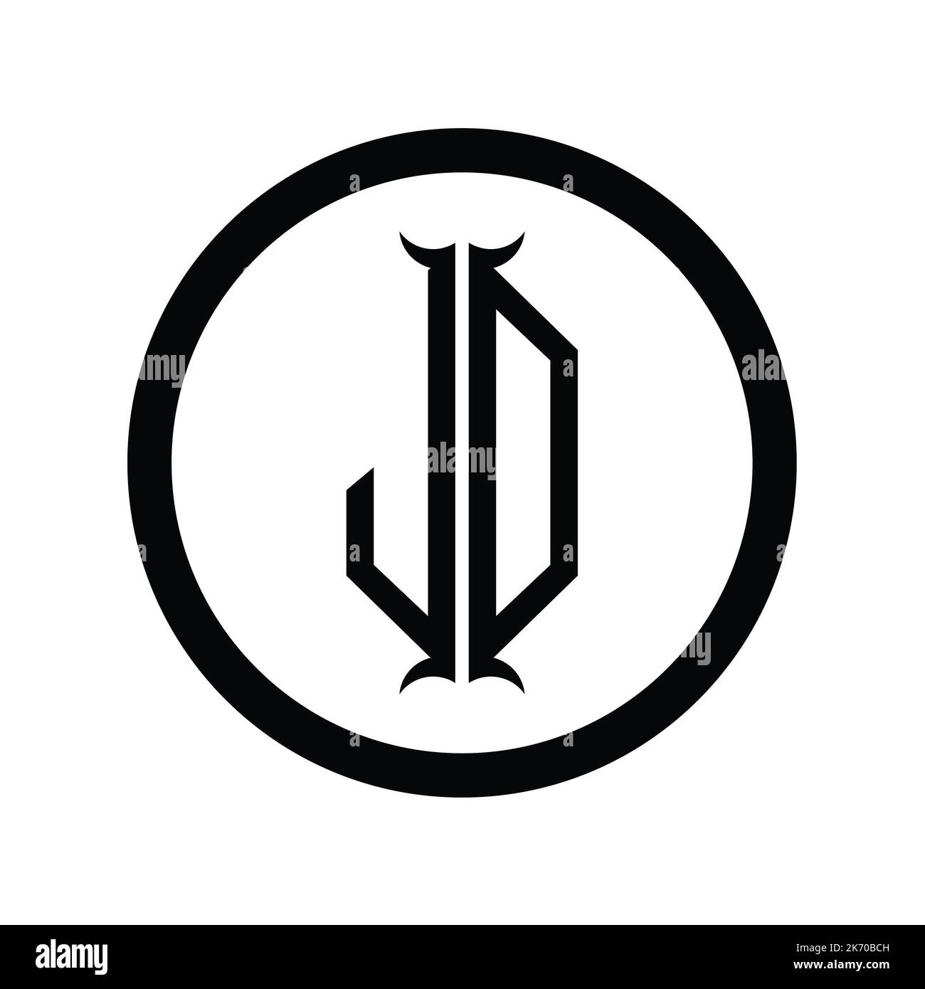 DJ Logo monogram letter with hexagon horn shape design template Stock ...