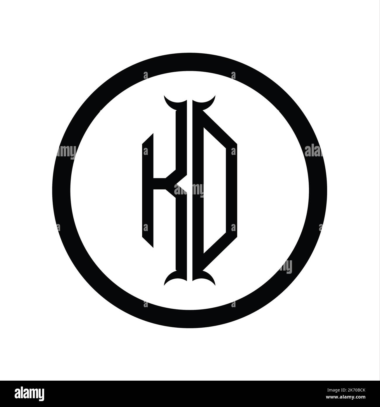 DK Logo monogram letter with hexagon horn shape design template Stock ...