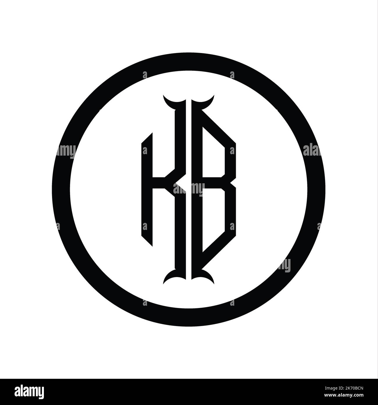 BK Logo monogram letter with hexagon horn shape design template Stock ...