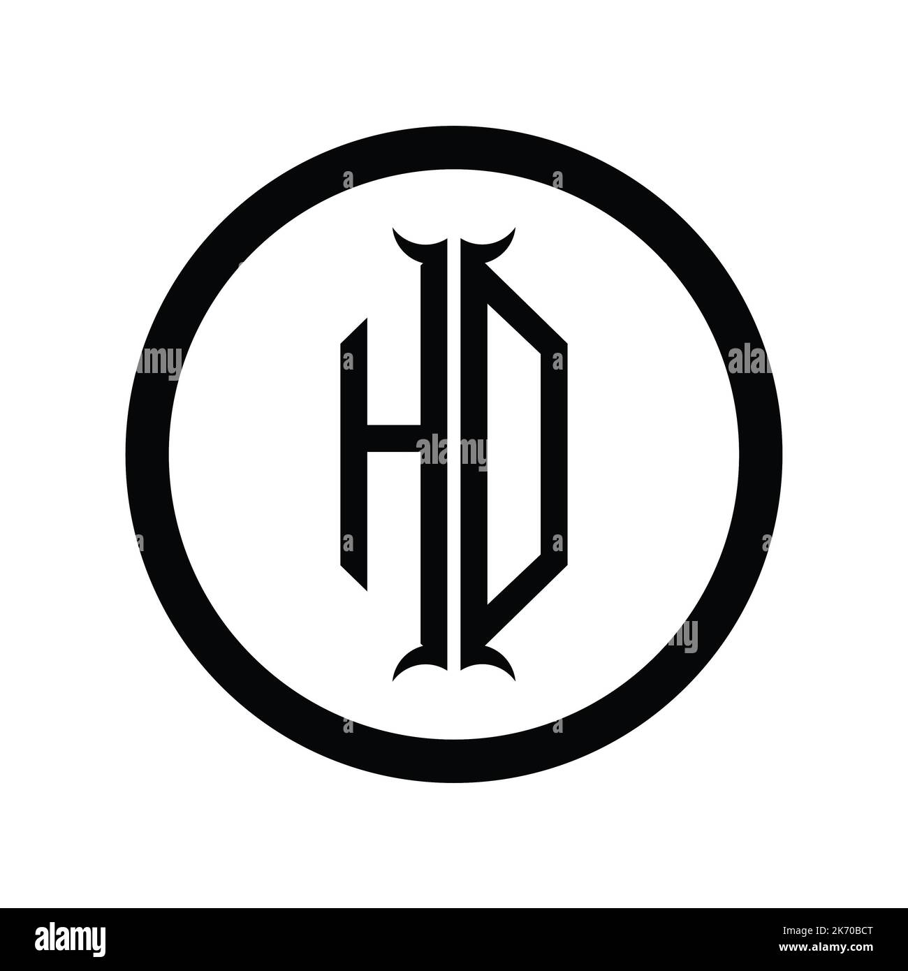 DH Logo monogram letter with hexagon horn shape design template Stock ...